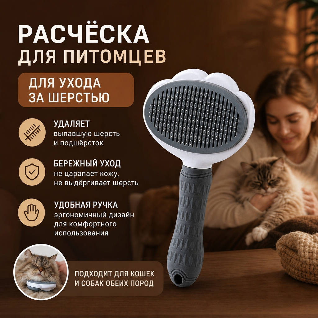 Профессиональная щетка для груминга питомцев, прочный, распутывает колтуны
