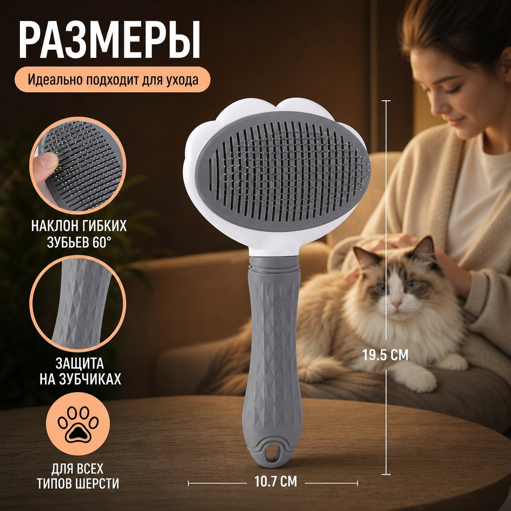 Фурминатор для вычесывания подшерстка кошек и собак, красный, эргономичный дизайн, легко чистить, профессиональный уход, самоочищающаяся, удаление подшерстка, снижает линьку, распутывает колтуны