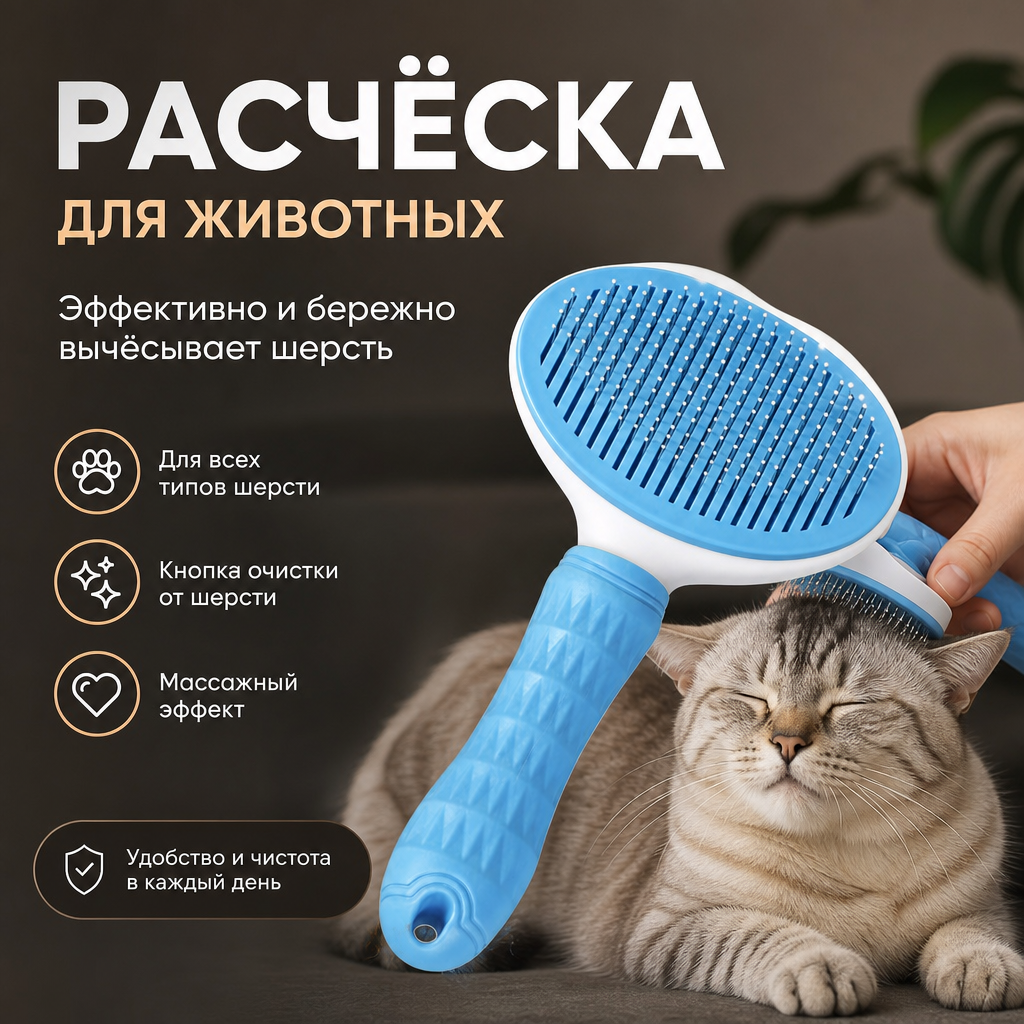 Профессиональная щетка для груминга кошек и собак, профессиональный уход, массажный эффект
