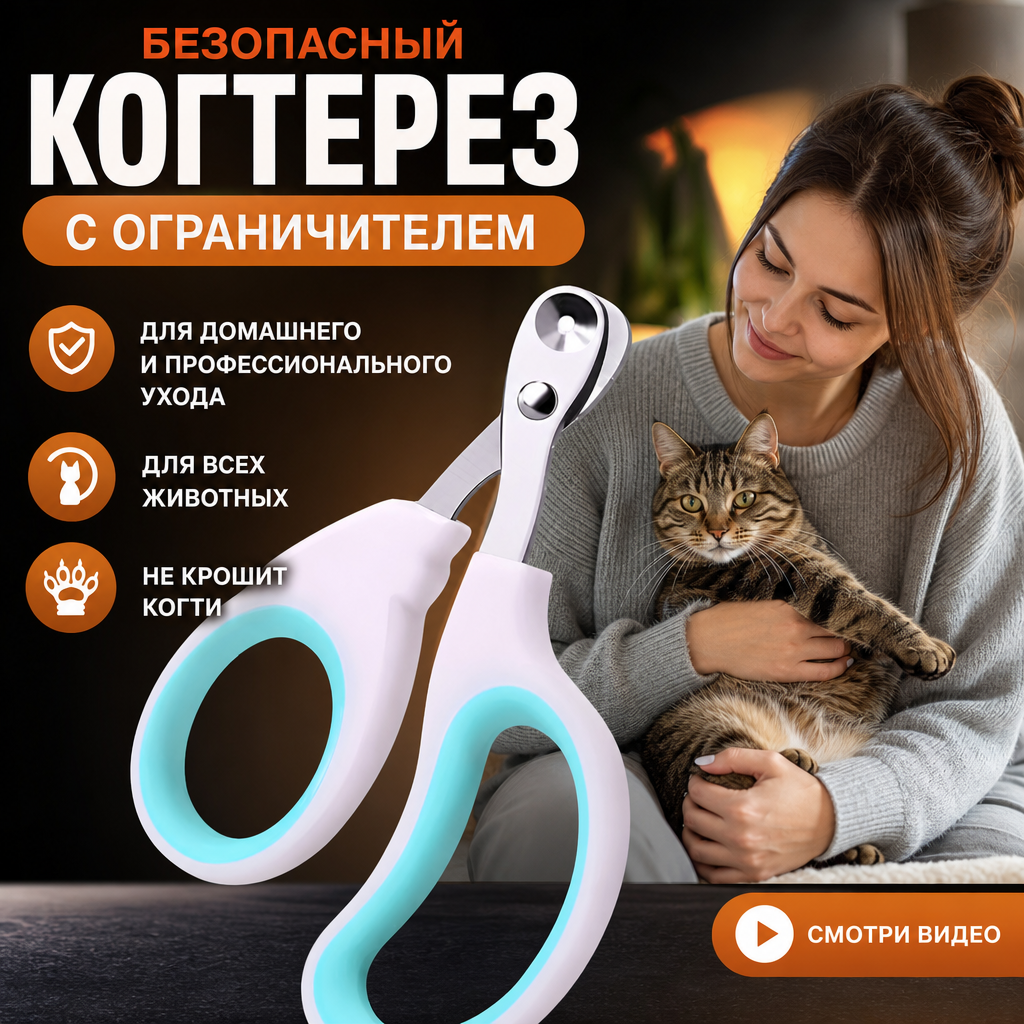 Когтерез для кошек и собак, безопасный, ограничитель безопасности, точный срез