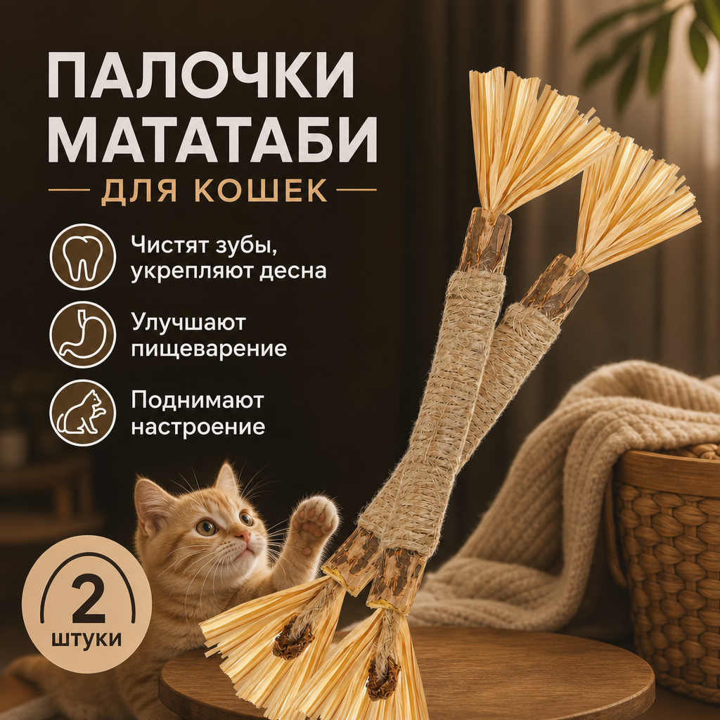 Набор натуральных палочек мататаби для кошек, безопасный, натуральный мататаби, натуральный материал, уход за зубами