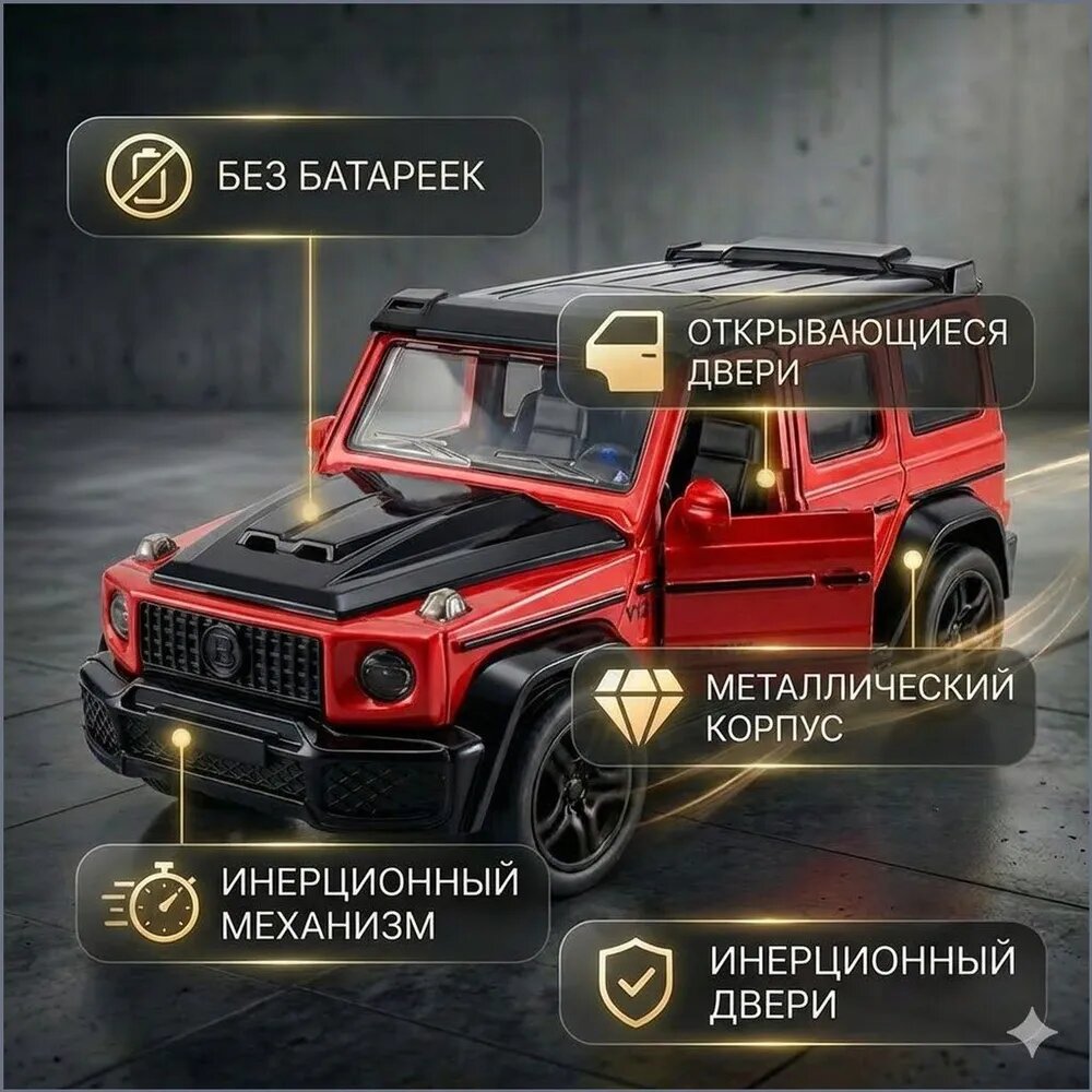 Премиальная игрушечная модель Mercedes с гладкими поверхностями, где двери открываются, а ползание выполняется без батареек