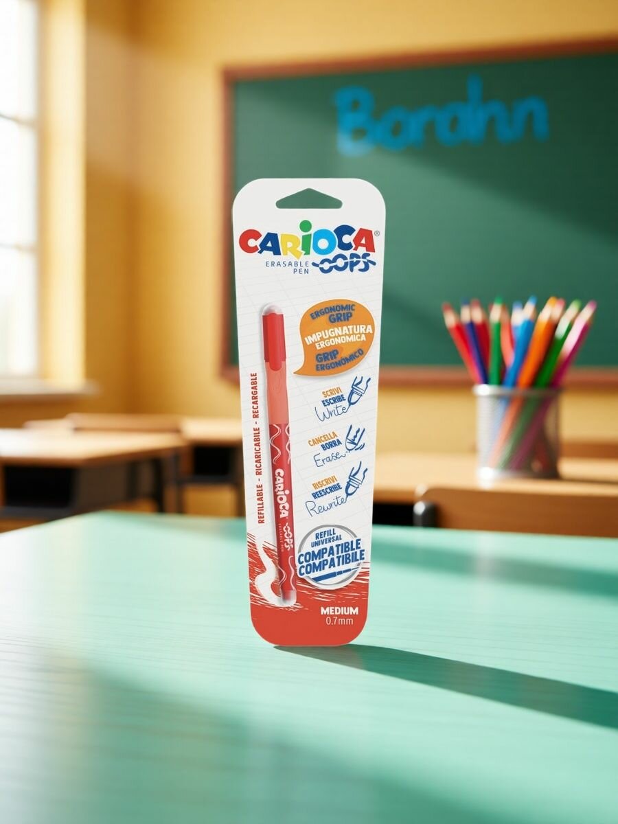 CARIOCA OOPS ручка пиши и стирай, 0.7 мм, 1 шт, цвет чернил красный, 43036/03