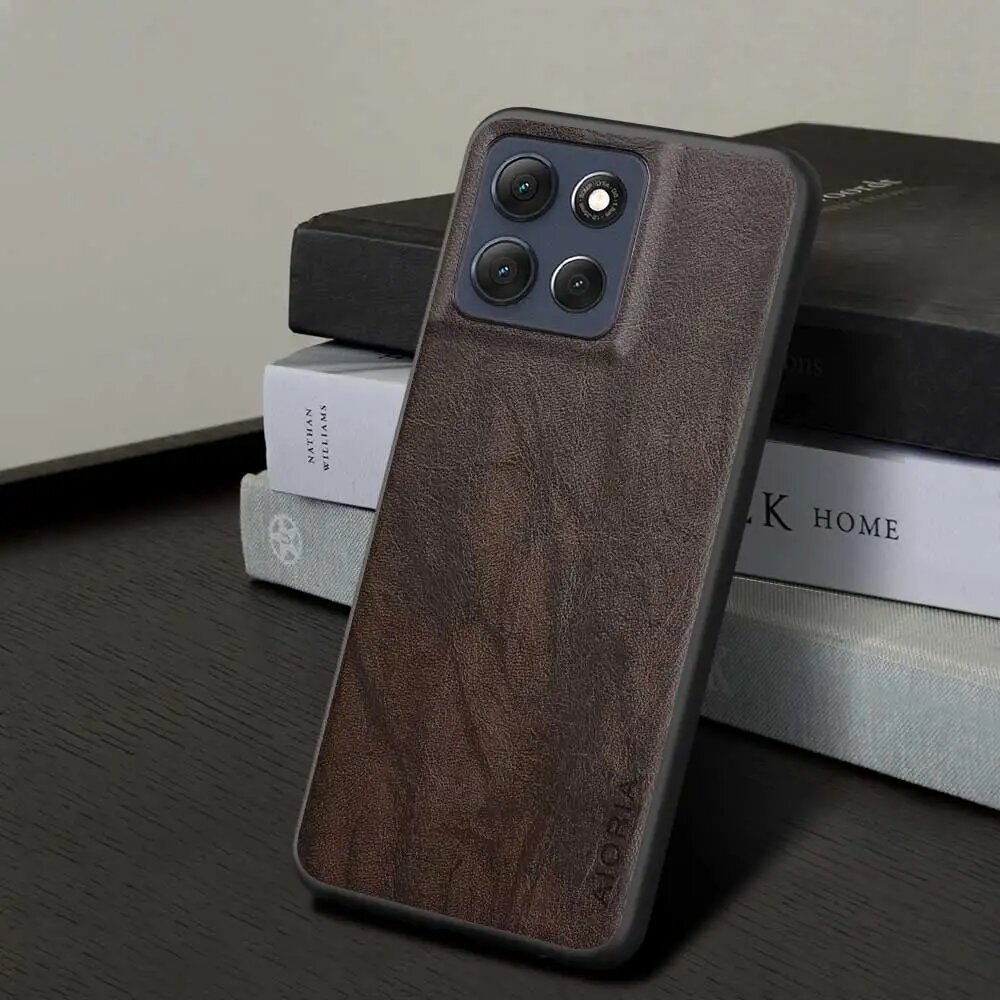 Роскошный однотонный кожаный чехол для Motorola Moto G86 Power G85 Коричневый, CF, MOTO G86 Power