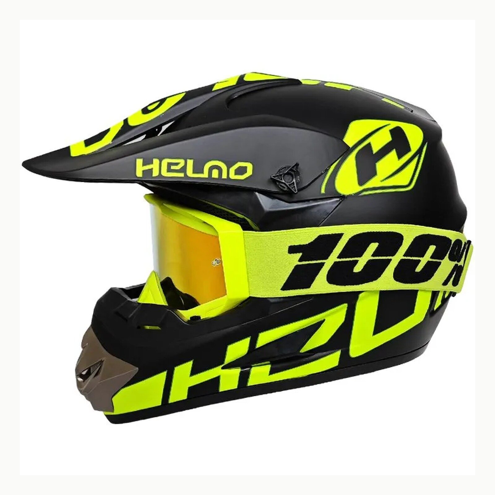Мотошлем HELMO для мотоцикла, горчичный, желтый, размер L