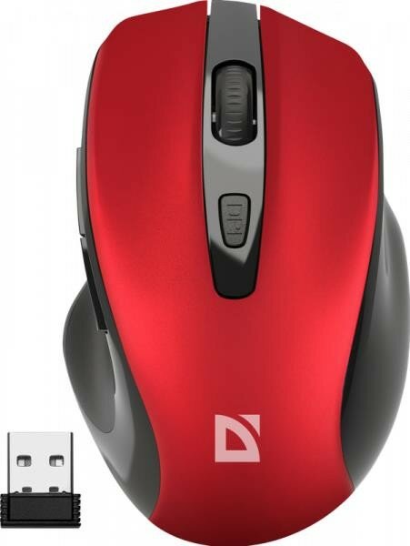 Мышь беспроводная Defender 1600dpi красный 52052