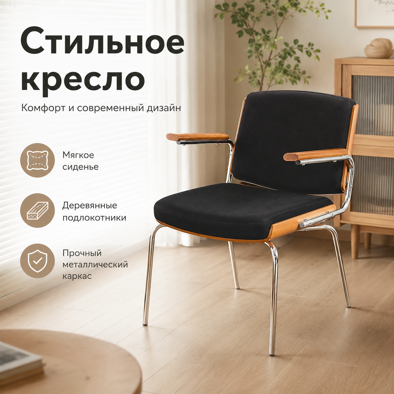 Дизайнерский стул с подлокотниками скандинавского стиля, обеденный стул из дерева и металла