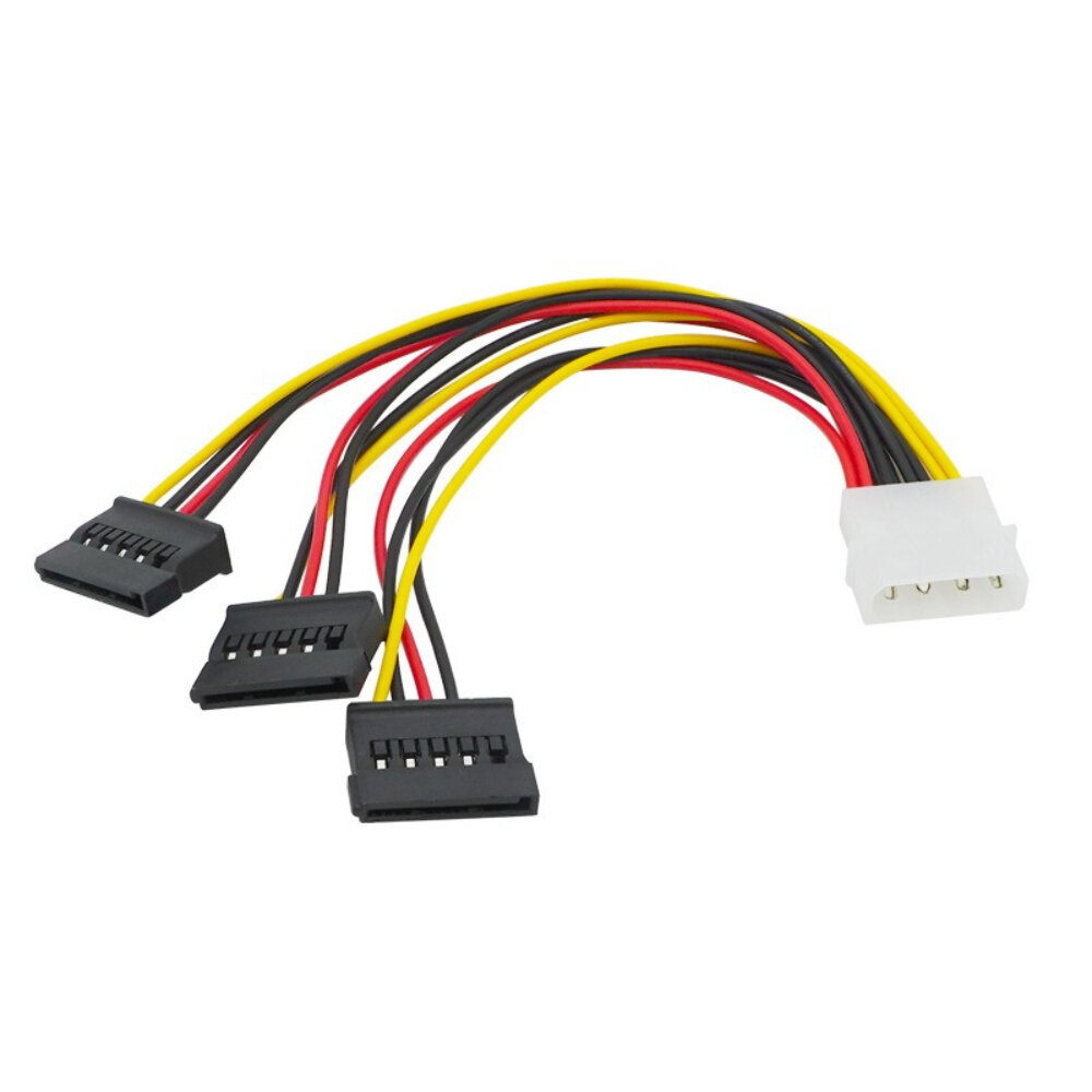 Кабель-переходник питания Molex 4-pin (папа) на 3 x SATA (мама) 1 в 3, для ПК и жестких дисков
