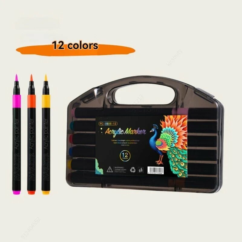 Акриловые маркеры 12/60/80 цветов с кисточкой 12 colors