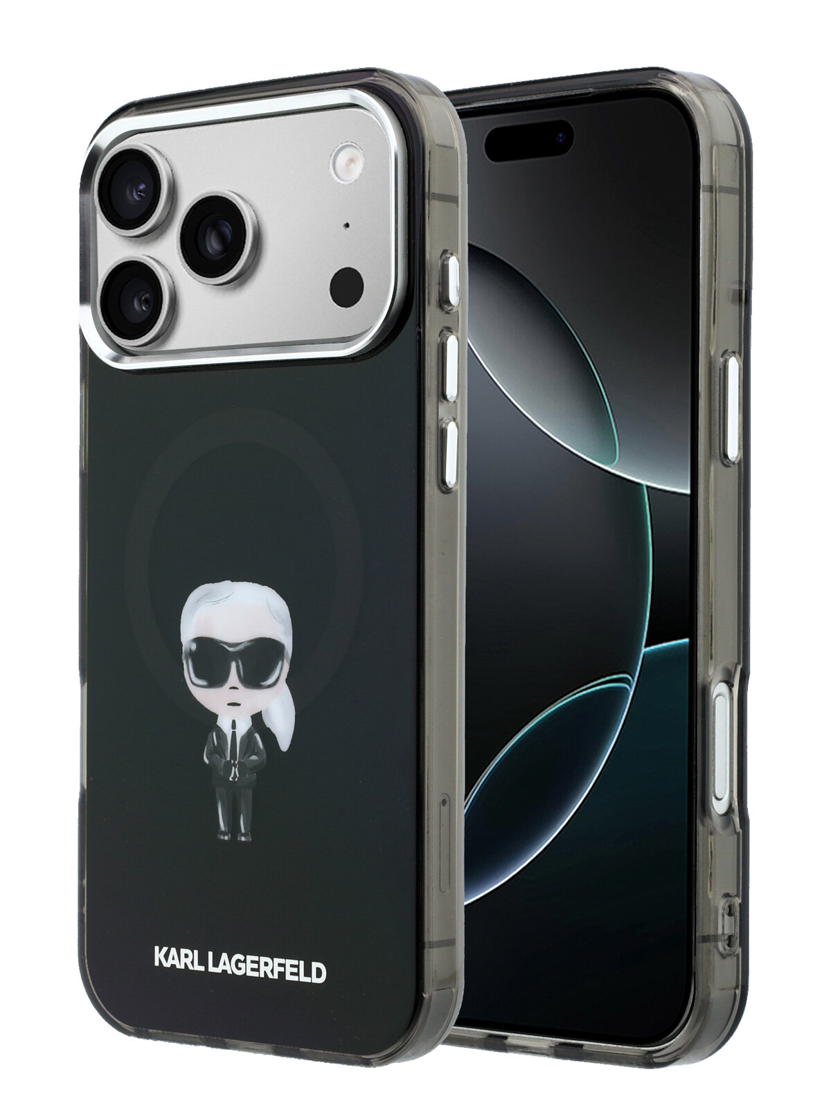 Чехол Karl Lagerfeld на iPhone 17 Pro Max, с магнитами MagSafe, с принтом IML Aquarelle, черный