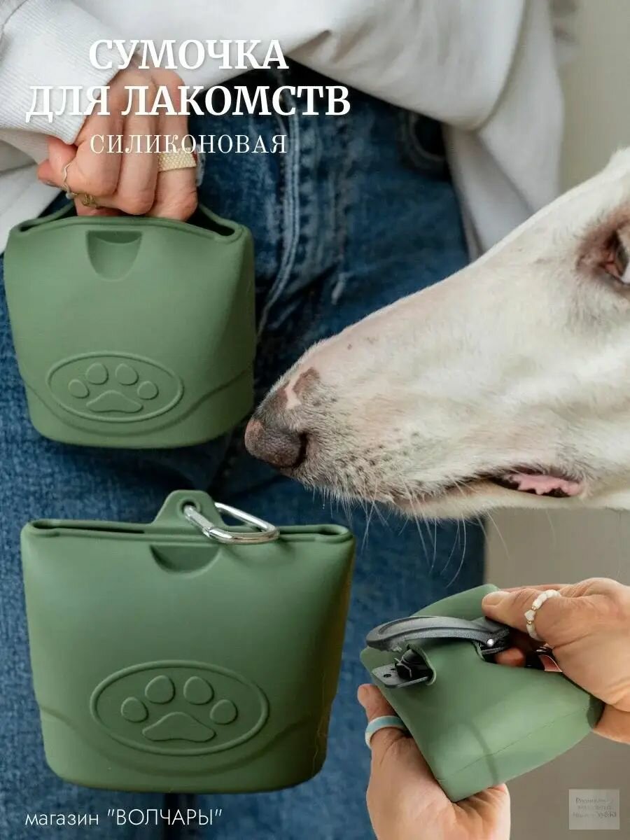 Сумочка для лакомств и дрессировки собак, силиконовая, с магнитным замком (сумка для корма собак), волчары