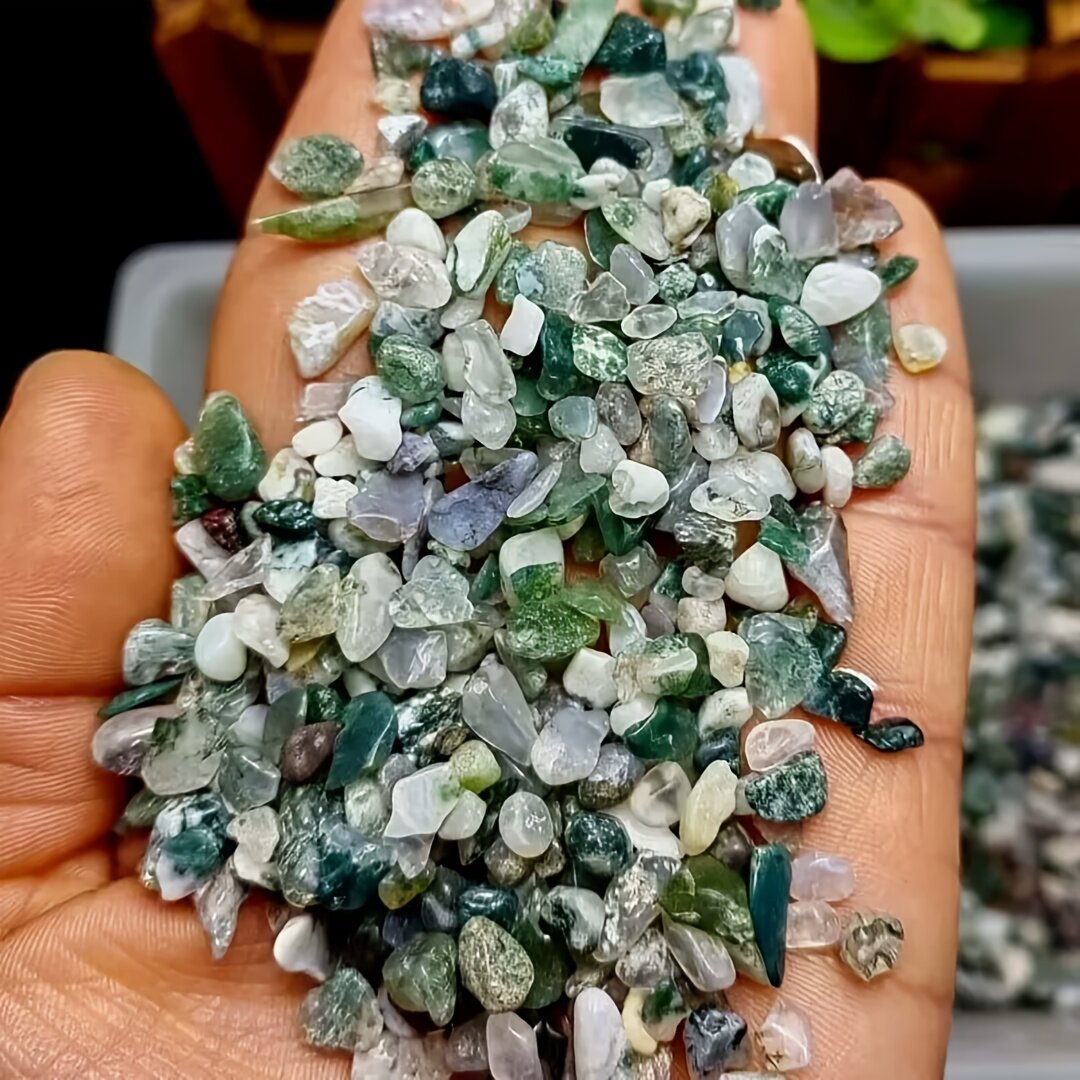 Чипсы мохового агата (синтетические, полуполированные) 5-7 мм, 500 г