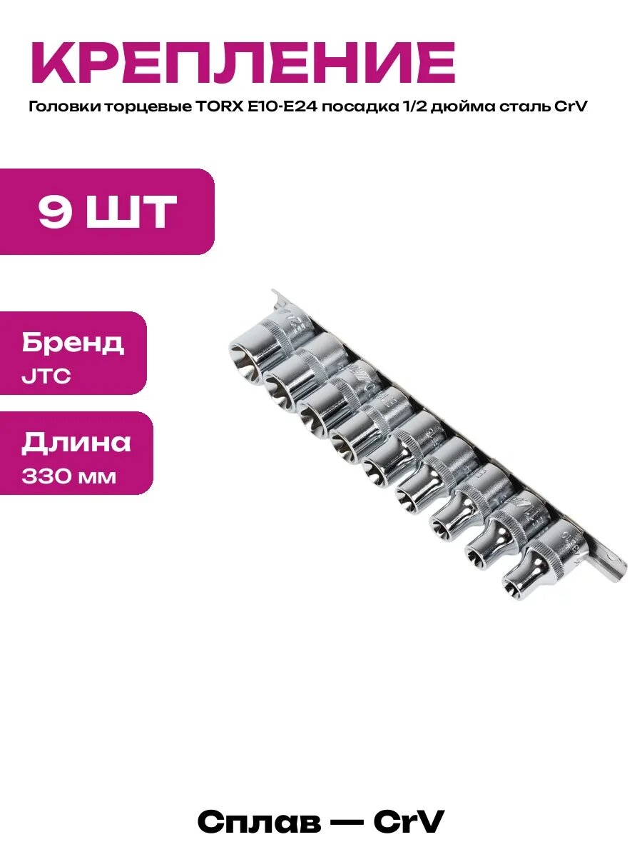 Профессиональные головки TORX E10-E24 квадрат 1/2 дюйма CrV