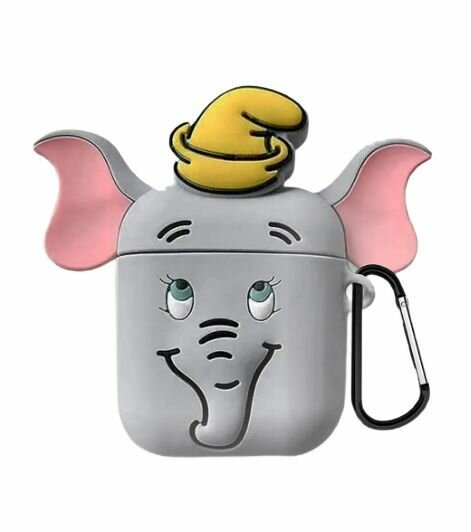 Силиконовый чехол для наушников Apple Airpods 1 и Airpods 2 / Защитный чехол на Эпл Аирподс 1 и Аирподс 2 с карабином