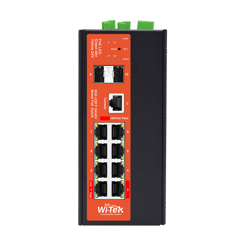 Промышленный управляемый L2 PoE-коммутатор Wi-Tek WI-PMS310GF-Alien-I v2, 8GE, 2SFP, 1 Console