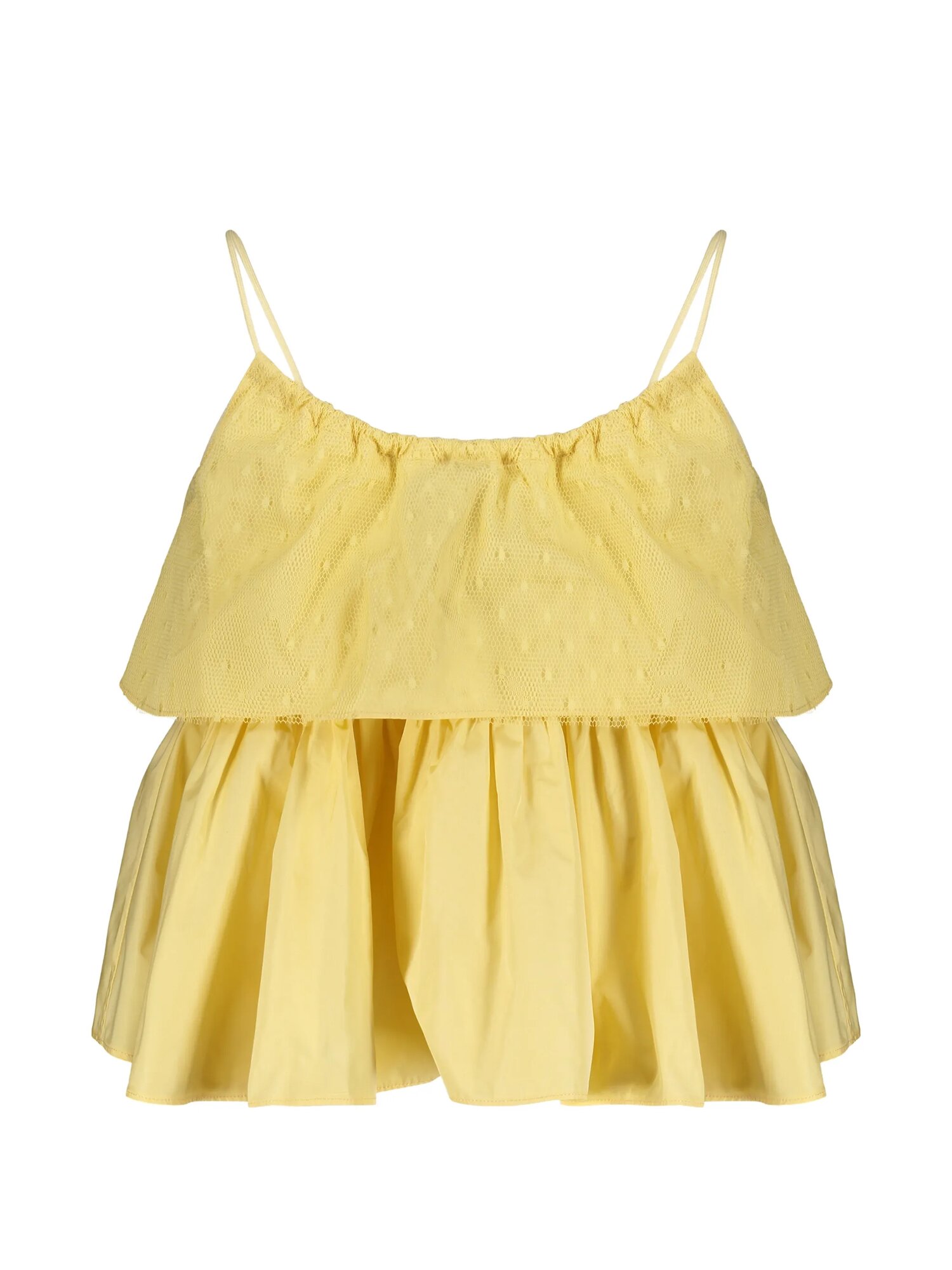 Топ Red Valentino Tie-front tiered top, размер 40, светло-желтый — фото 1