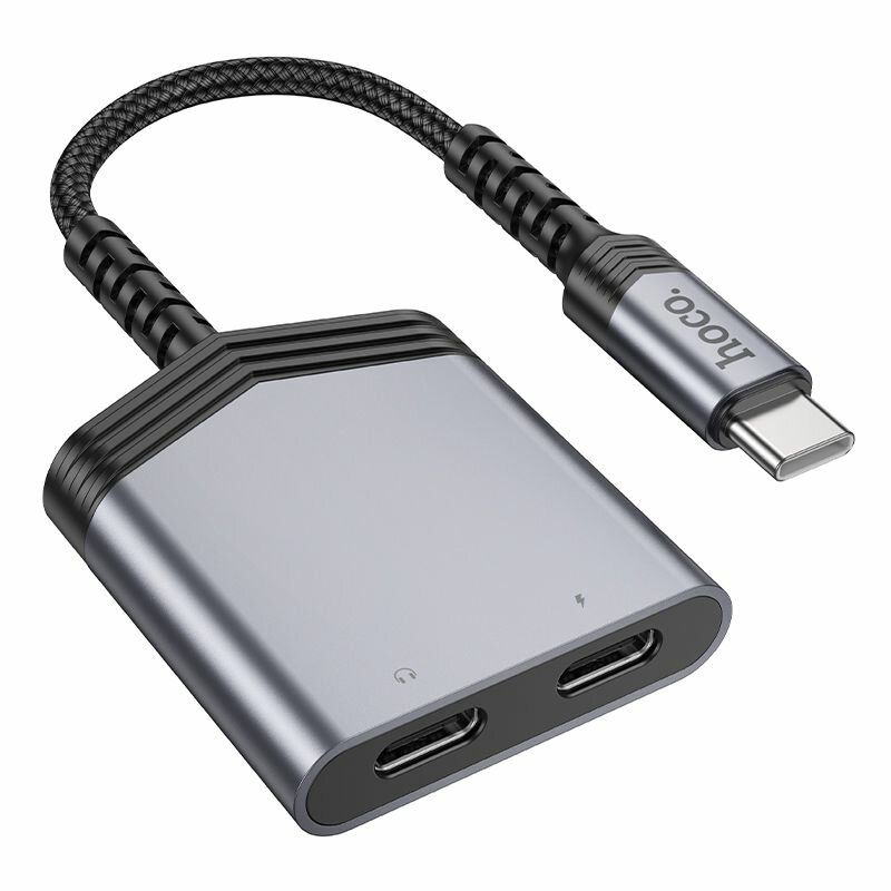 Аудио-переходник hoco LS40 / Type-C to audio Type-C+Type-C/ быстрая зарядка PD27W