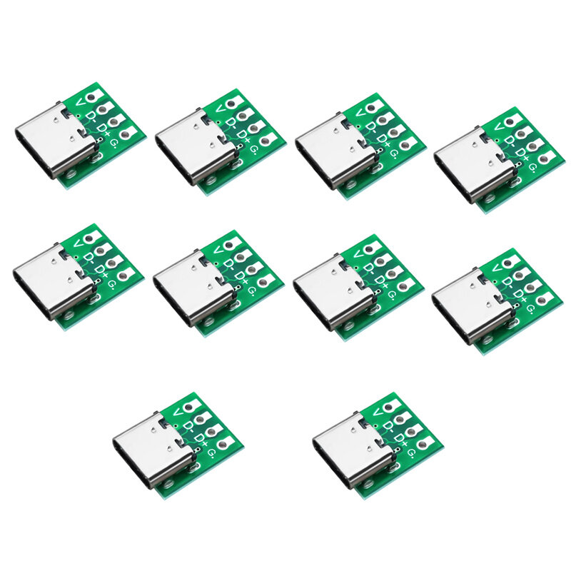 Тестовая плата с разъемом Type-C Female, 10 штук, для передачи данных