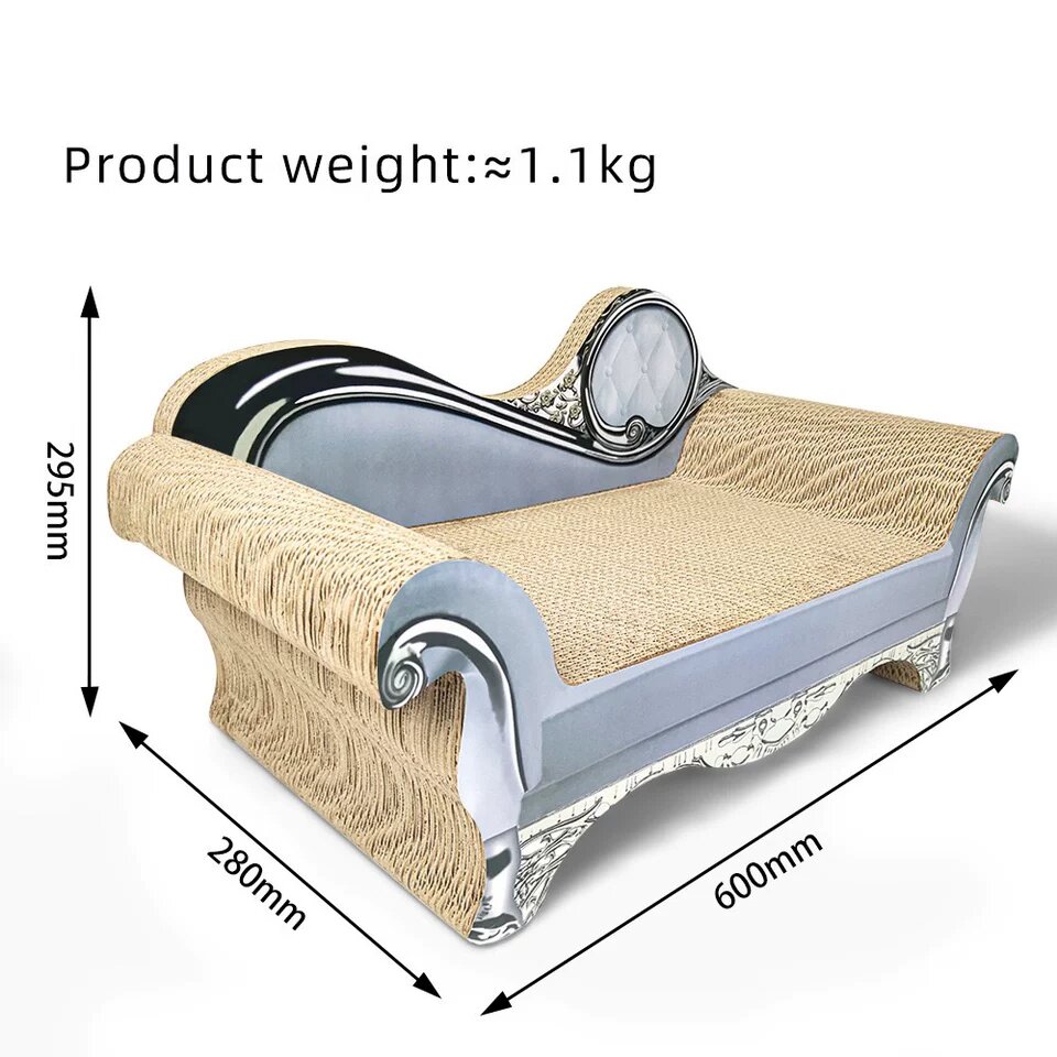 Белая кошачья лежанка с встроенным точилом, 60x28x29.5 см