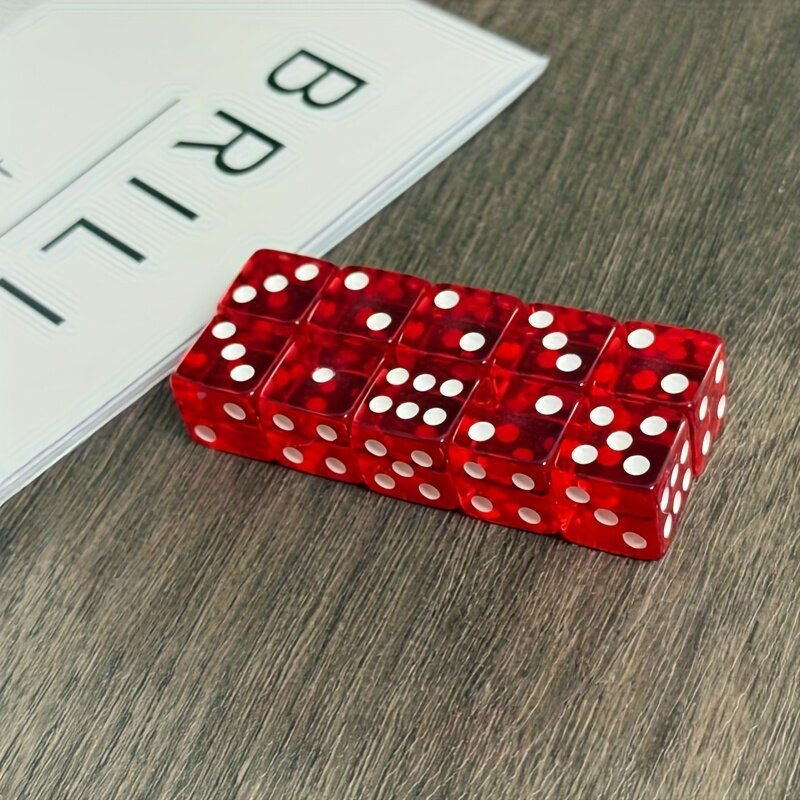 Прозрачные красные акриловые кубики D6 (8 шт, 16 мм) для настольных игр, RPG, D&D и вечеринок