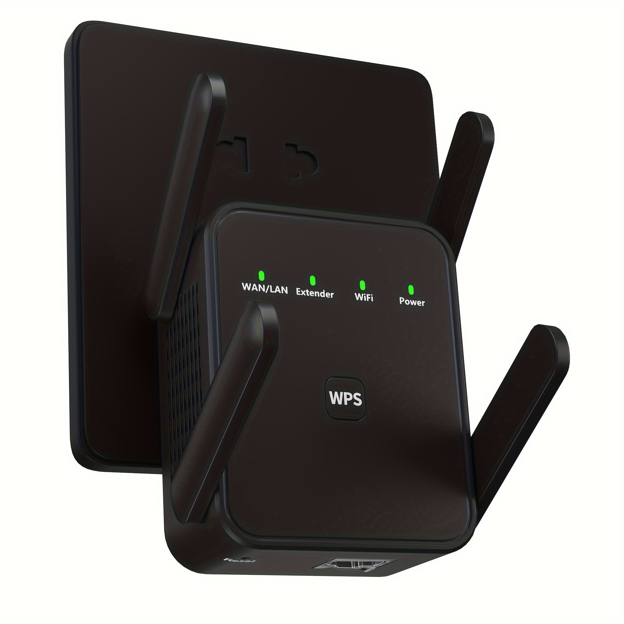 Усилитель Wi-Fi сигнала (репитер) с охватом до 5000 кв. футов, поддержка более 55 устройств, порт Ethernet, простая настройка одной кнопкой, совместимость с Alexa, черный