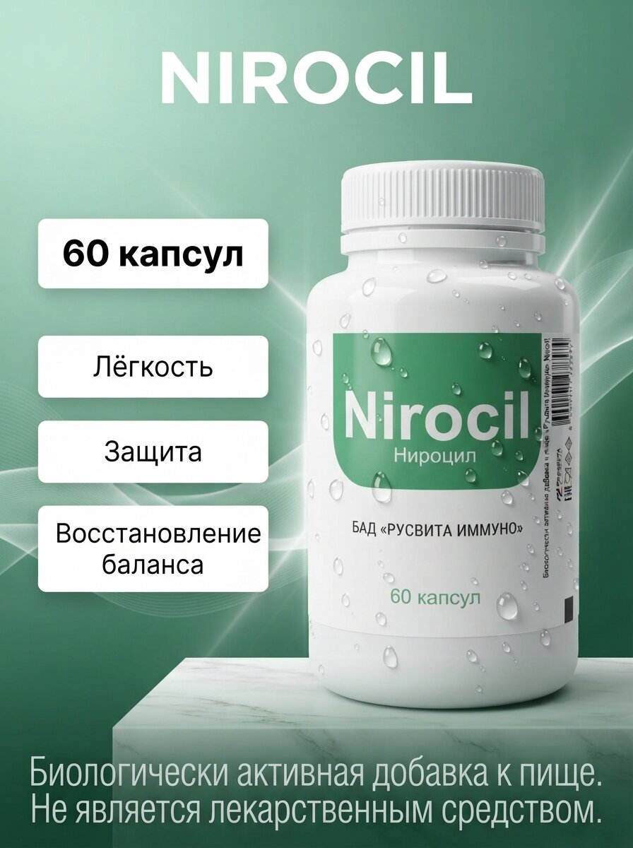 БАД для печени Nirocil (Нироцил), натуральный состав, банка, 60 капсул