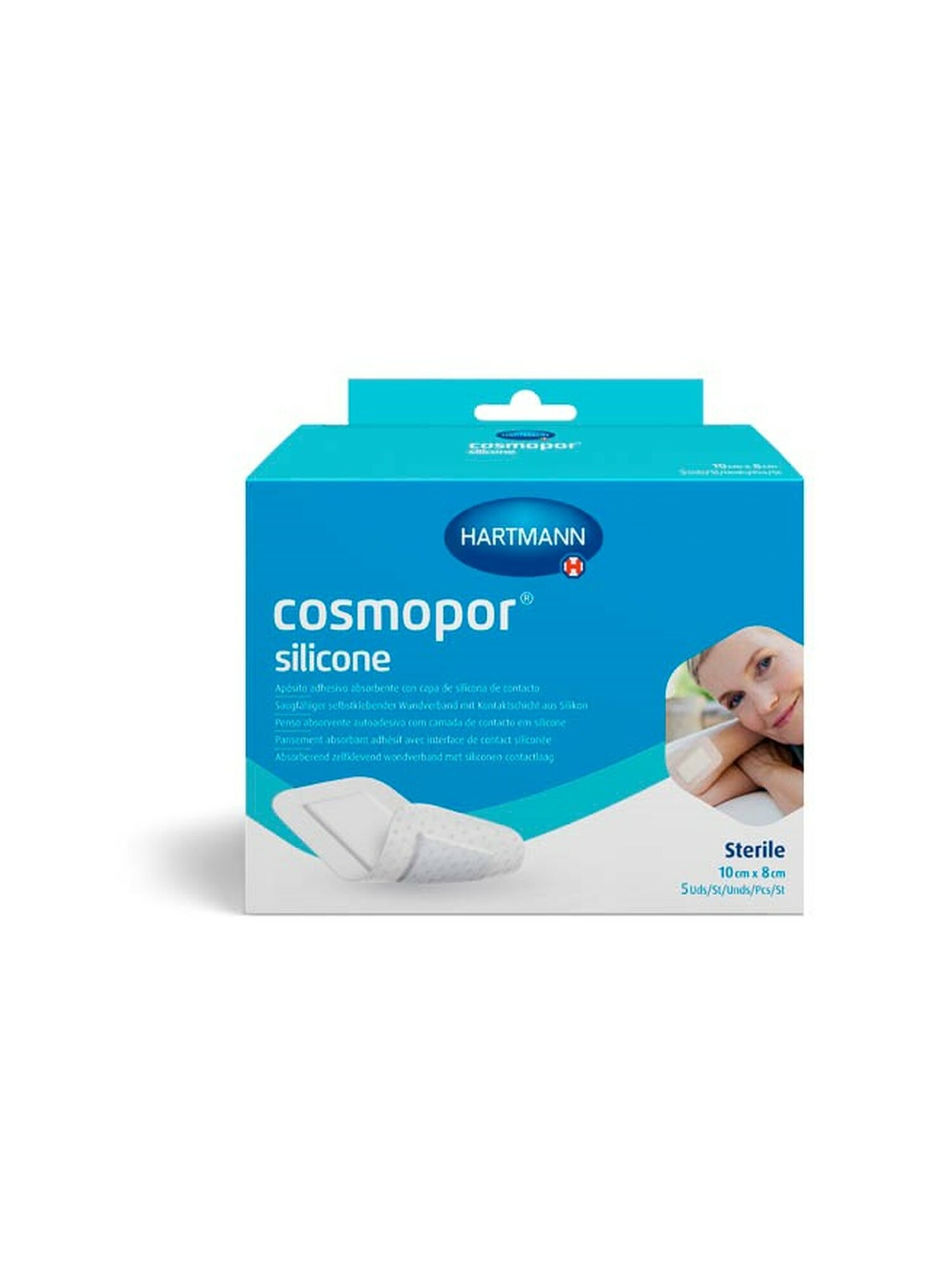 Повязка пластырного типа впитывающая С контактным слоем из силикона COSMOPOR SILICONE/космопор силикон 10Х8СМ N5