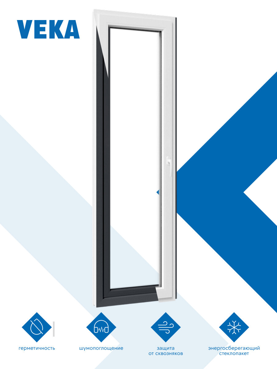 Балконная дверь ПВХ Veka 205х70 см одностворчатая левая двухкамерный стеклопакет с энергосберегающим напылением