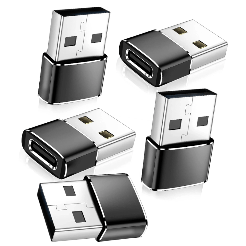 5 шт. USB-C (гнездо) на USB-A (штекер) адаптер, улучшенный переходник для зарядки в автомобиле и OTG, совместим с Apple Watch Ultra/8/9/10, iPhone 16/15/14/13 Pro Max, Samsung S24, iPad и автомобильными устройствами