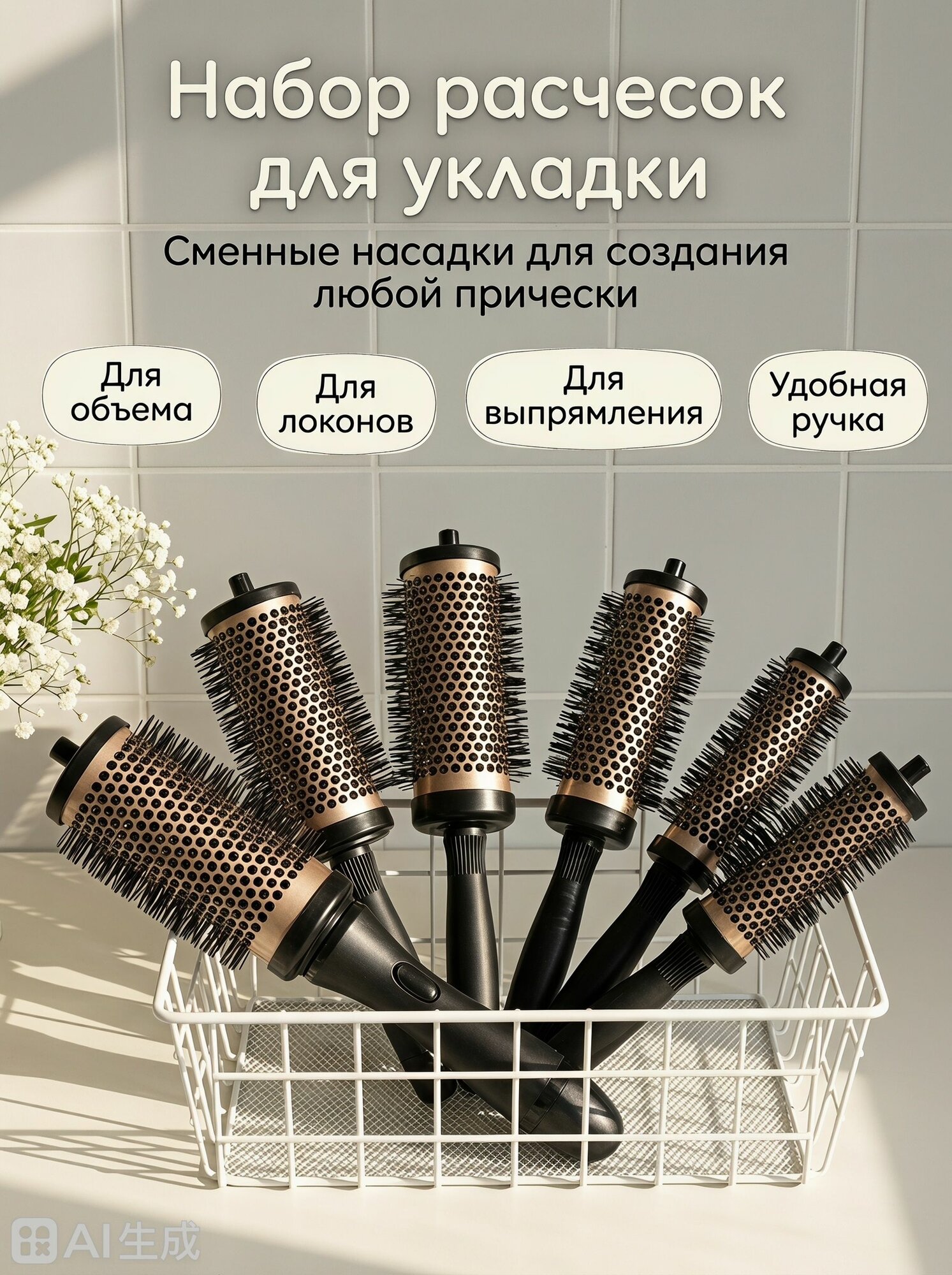 Съемные цилиндры для расчески с ручкой (Упакован в мешки)