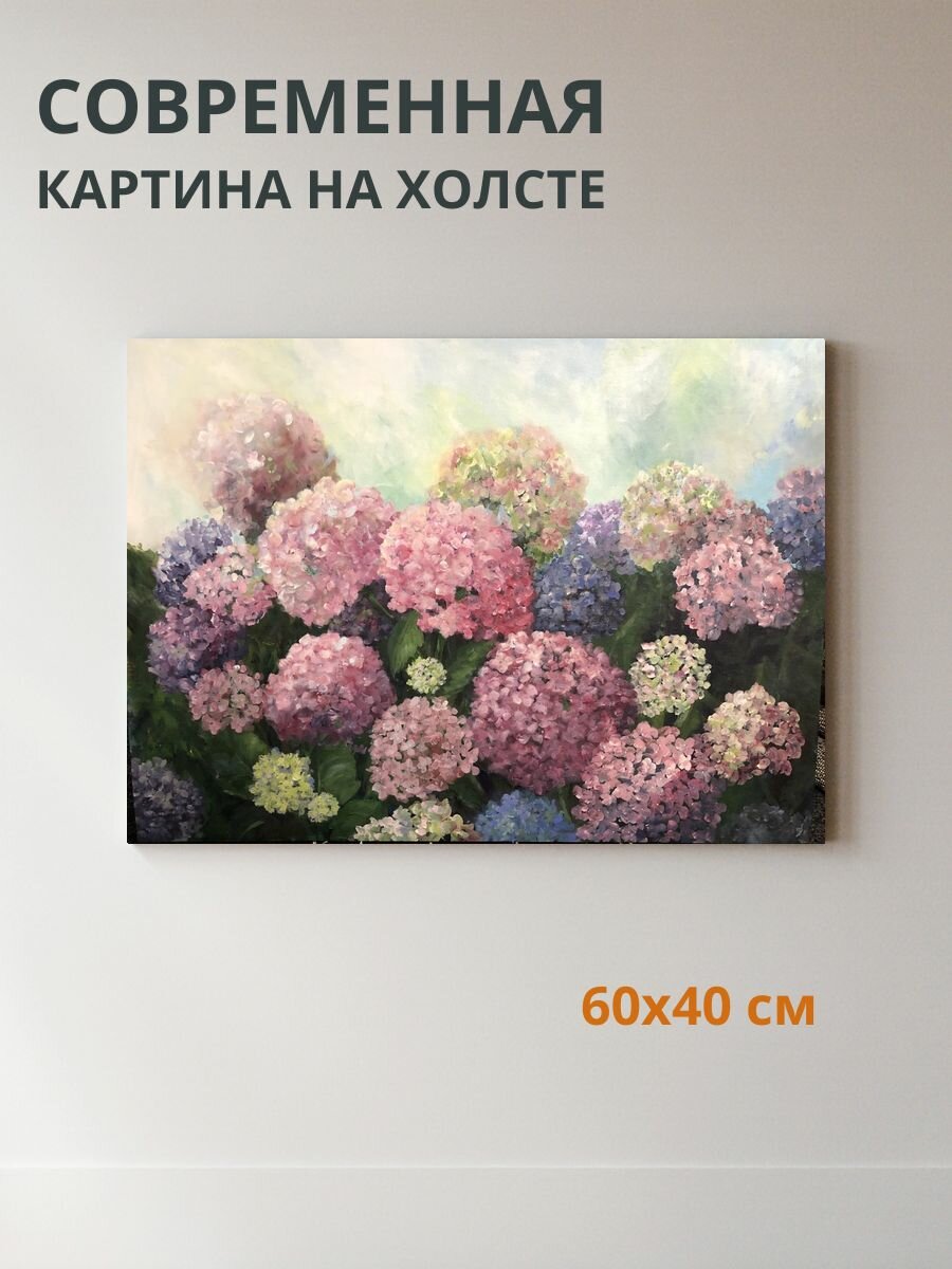 Картина на холсте Гортензии 60x40 см