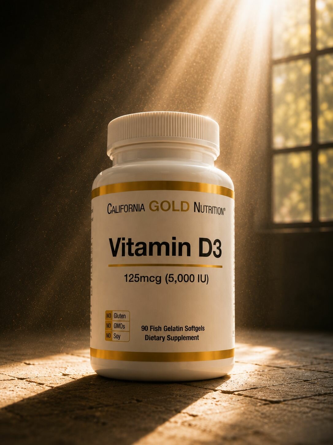 Витамин D3 California Gold Nutrition, 90 капсул холекальциферол для иммунитета, костей и зубов