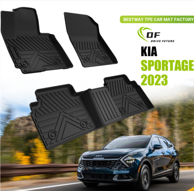 Коврики резиновые 3D TPEMATS, Kia Sportage 5, для салона, противоскользящие, с бортами, морозостойкие (китайская сбора)