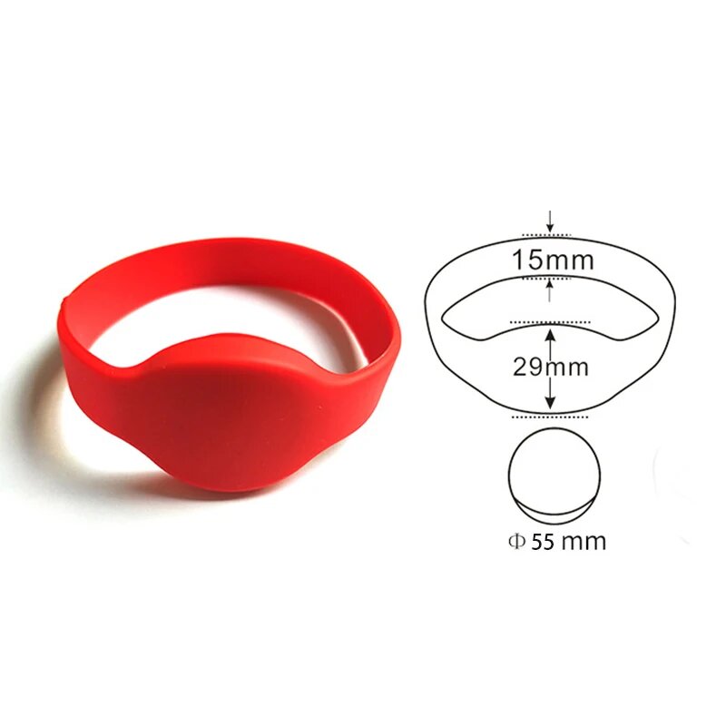 Силиконовый RFID-браслет красный, 55mm