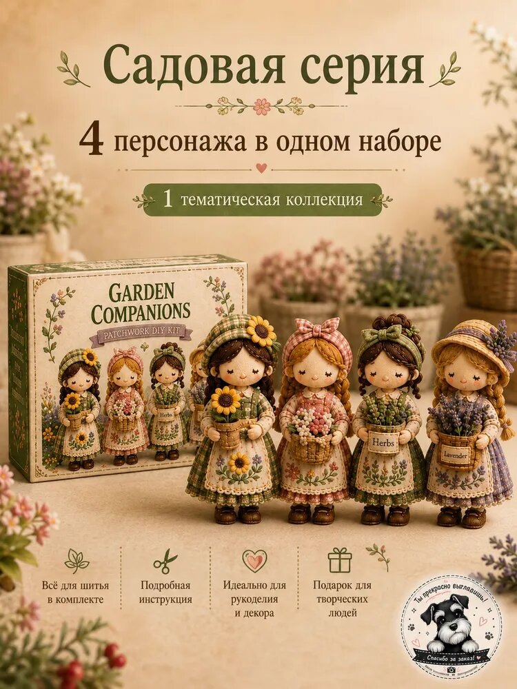 Набор для шитья кукол своими руками, пэчворк комплект с тканью и наполнителем, 4 персонажа, подарок для рукоделия, Китай