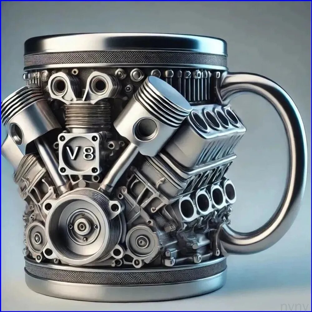 Стильная кружка из нержавеющей стали 'Двигатель V8', 400 мл, универсальное использование, оригинальный дизайн