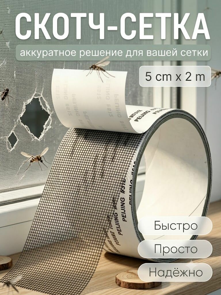 Лента для ремонта москитных сеток, самоклеящаяся сетка 5 см х 2 м, скотч заплатка для окон