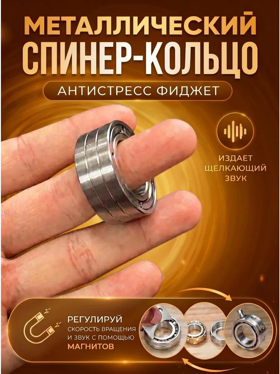 Спиннер металлический на палец колесо, кольцо антистресс