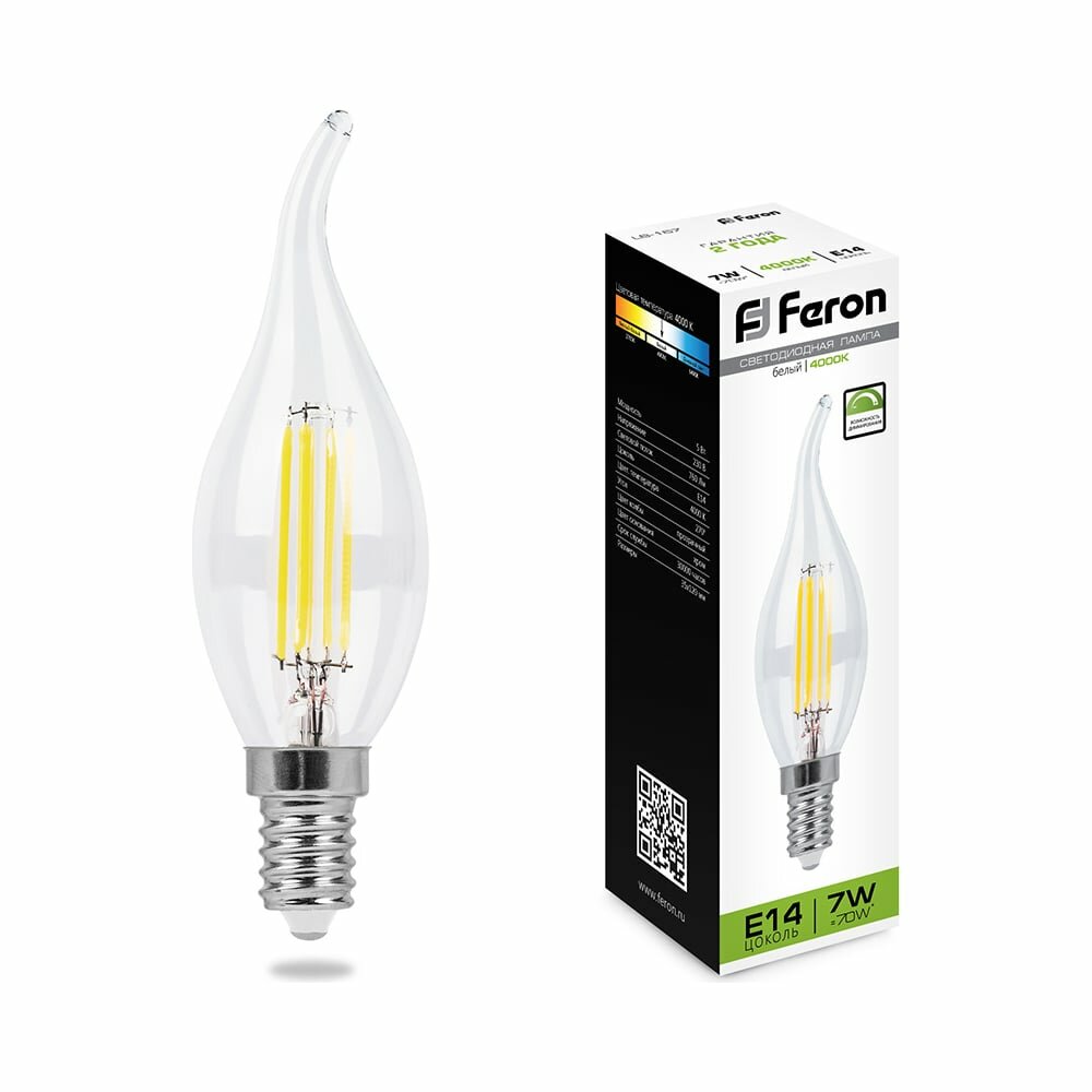 Лампа светодиодная FERON 7W 230V E14 4000K, LB-167 25873
