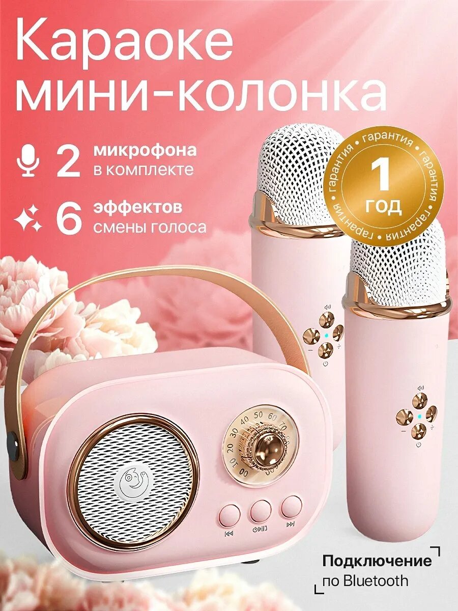 Караоке-колонка с 2 микрофонами — подарок для детей и взрослых