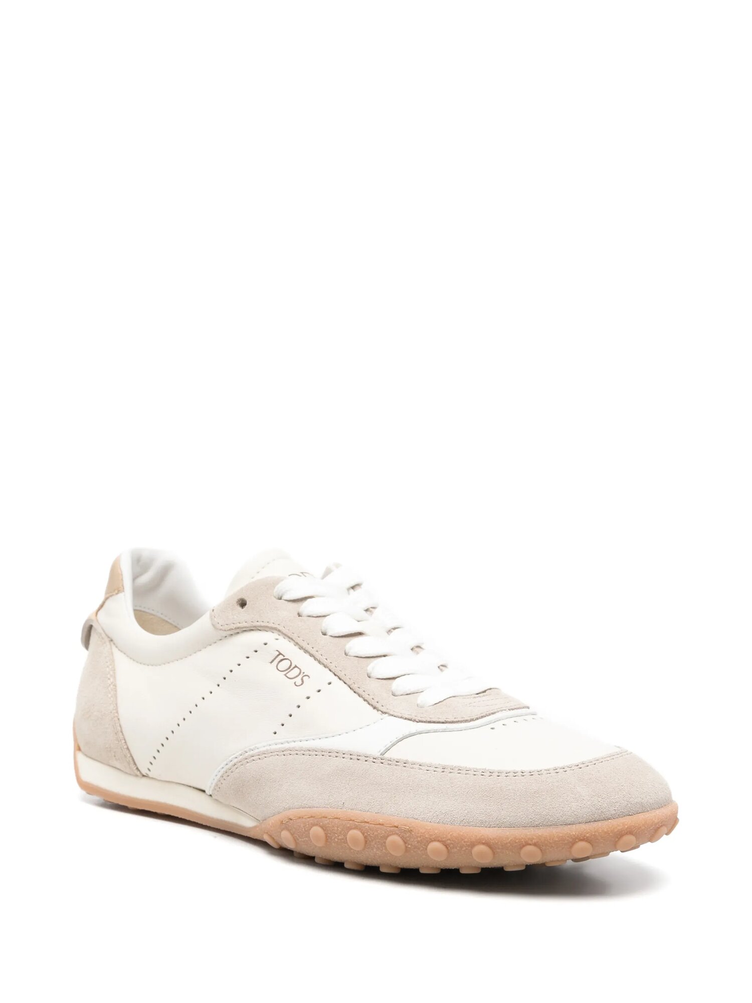 Кроссовки Tod's Suede-panelled sneakers, размер 39, бежевый/белый — фото 1