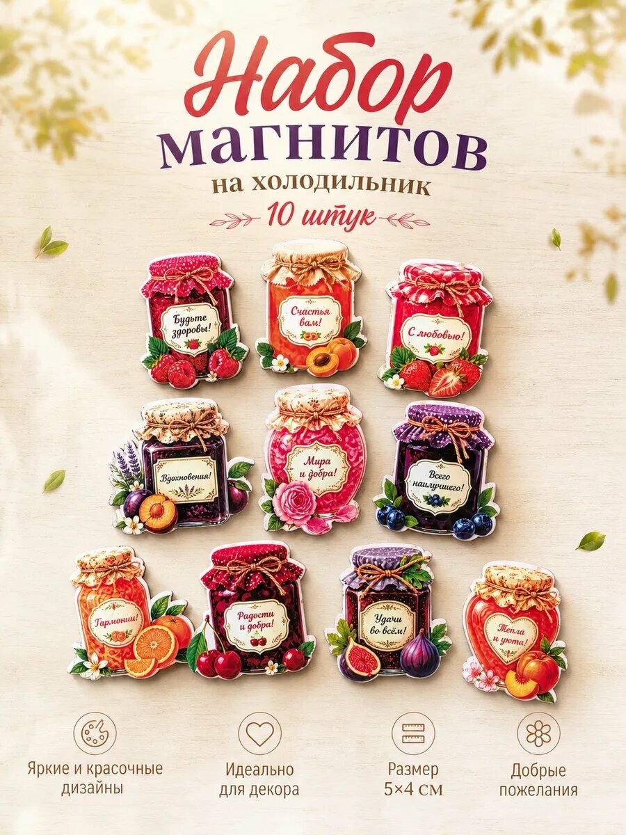 Магниты на холодильник 10 штук