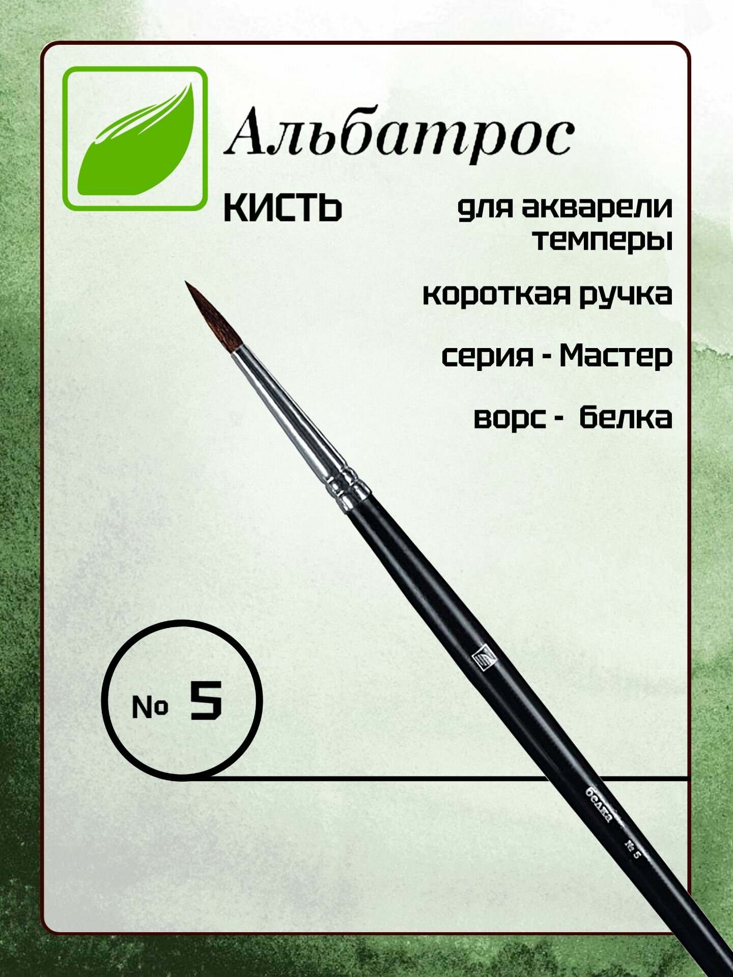 Кисть художественная Альбатрос "Мастер" №5, круглая, белка