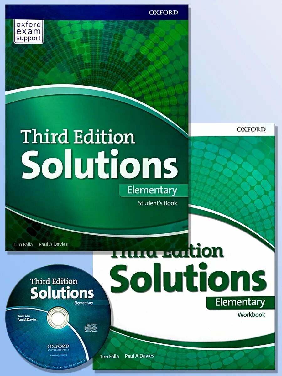 Solutions Elementary Third Edition, комплект учебник, рабочая тетрадь, диск