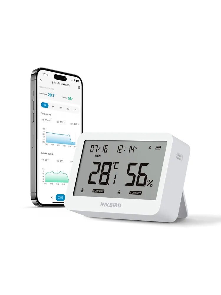 Термогигрометр INKBIRD ITH-21B, Bluetooth 5.0, датчик температуры и влажности, логгер
