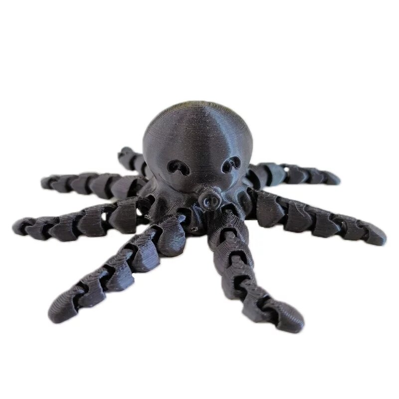 Черный кальмар с подвижными суставами 3D-печатная фигурка морского животного
