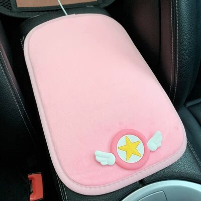 Pretty Girl Short Fleece Car Console Pad Pink Elegant Design Universal Vehicle