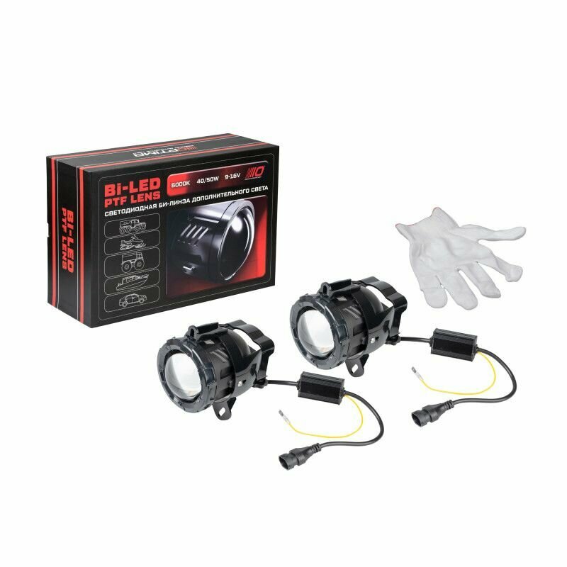 Автомобильные светодиодные линзы противотуманного света OPTIMA Bi-LED PTF LIGHT LADA PRIORA 3,0" 40/50W 6000K (2 шт.)