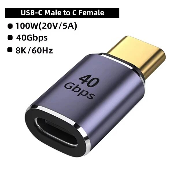 USB4.0 Thunderbolt 4 40 Гбит/с PD100W 5A Преобразователь USB-C В USB-C Для Быстрой Зарядки OTG T1