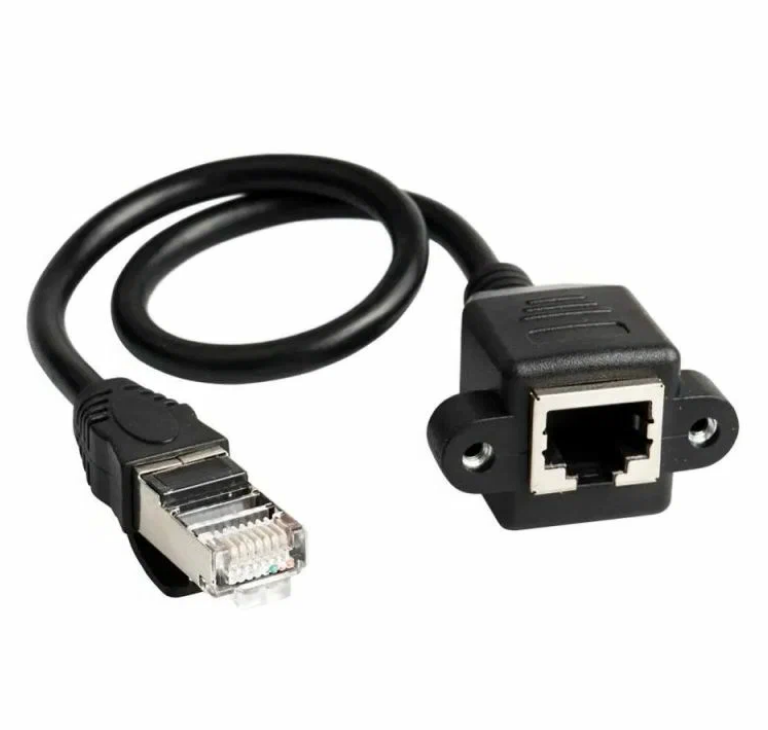 Угловой 90-градусный RJ45 «папа-мама» для монтажа на панель Ethernet-удлинитель LAN UTP Cat5e интернет-кабель с отверстием для винта